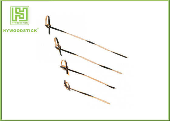 Green Ring Flat Bamboo Skewers , 9cm Biodegradable Shish Kebab Skewers For Buffet