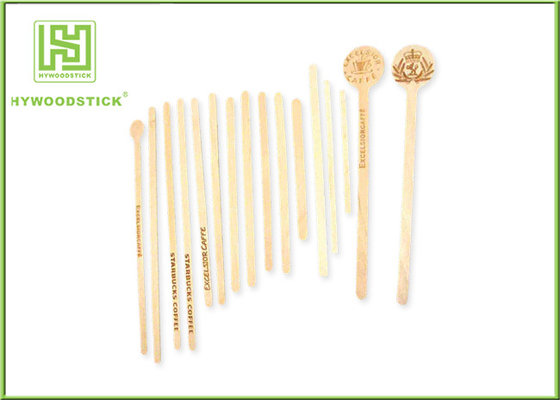 Round End Birch Wooden Coffee Stirrer Sticks Birch Wood Personalized Drink Stirrers