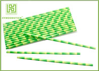 Eco - Friendly Bamboo Paper Straws , Birch Wood Design Green Decorative Paper Straws