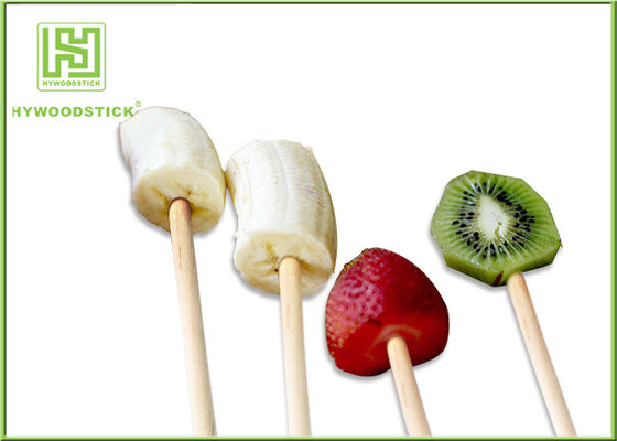 100% Natural Wood Flat Round Fruit Skewer Sticks For Kids Party