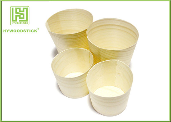 Eco-friendly Disposable Wooden Round Cup for Food with Different Size