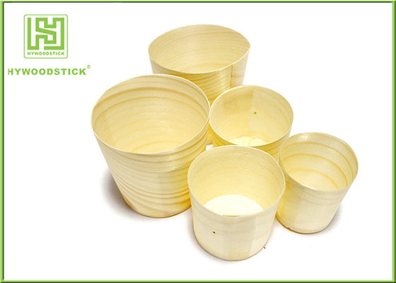 Disposable Pine Wooden Round Cup Mini Dessert Cup